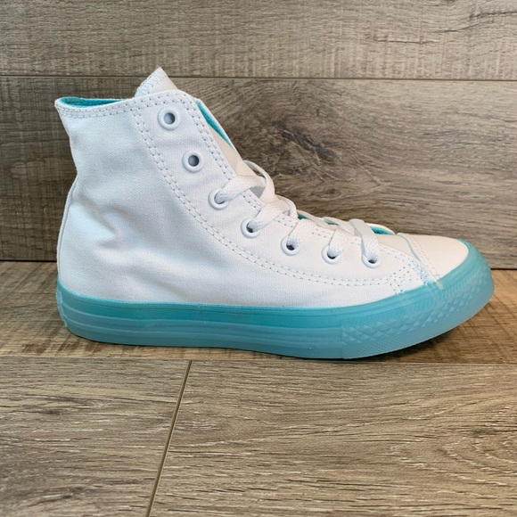 Converse | Shoes | Converse Ctas Hi White Bleached Aqua | Poshmark